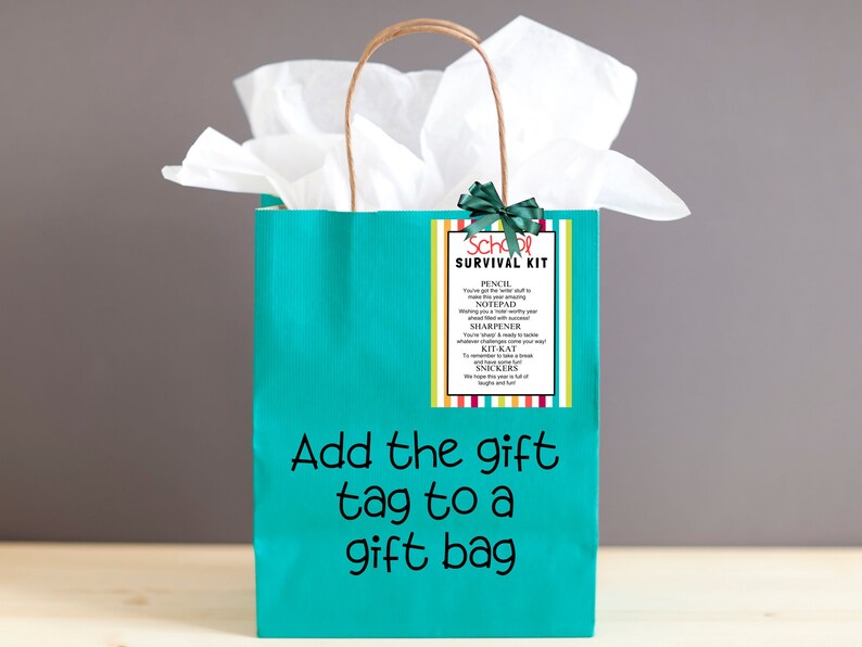 Student Survival Kit Printable Student Gift Basket Tag Printable ...