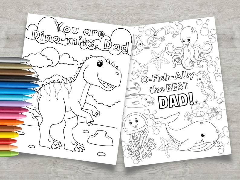 Personalized Coloring Gift to Dad Father Day Card Coloring Page Toddler ...