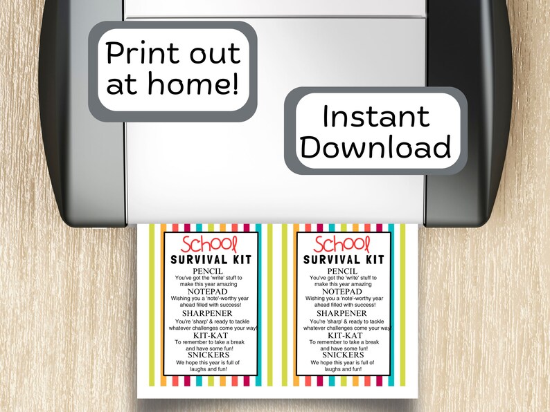 Student Survival Kit Printable Student Gift Basket Tag Printable ...