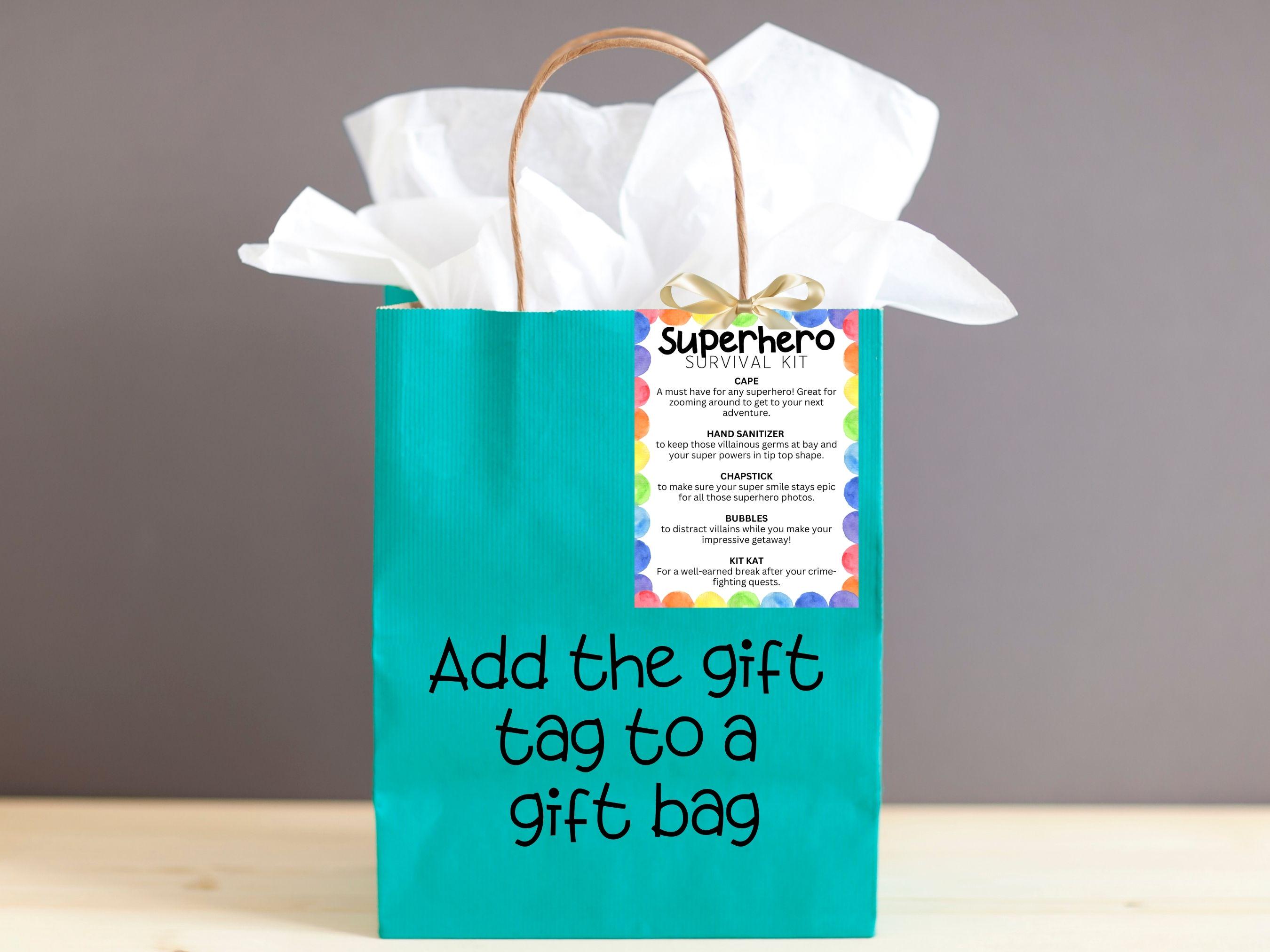 Superhero Survival Kit Tag Printable Superhero Birthday 6 Year Old ...