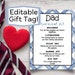 Dad Survival Kit Gift Tag Editable Printable Survival Kit Father Day ...