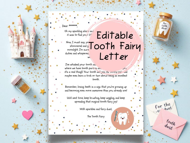Editable Tooth Fairy Letter Printable Tooth Fairy Gift Lost Tooth ...