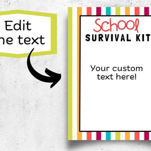 Student Survival Kit Printable Student Gift Basket Tag Printable ...