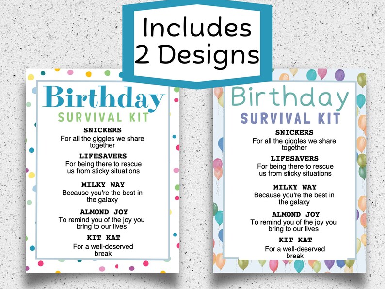 Birthday Survival Kit Gift Tag Editable Printable Survival Kit for ...
