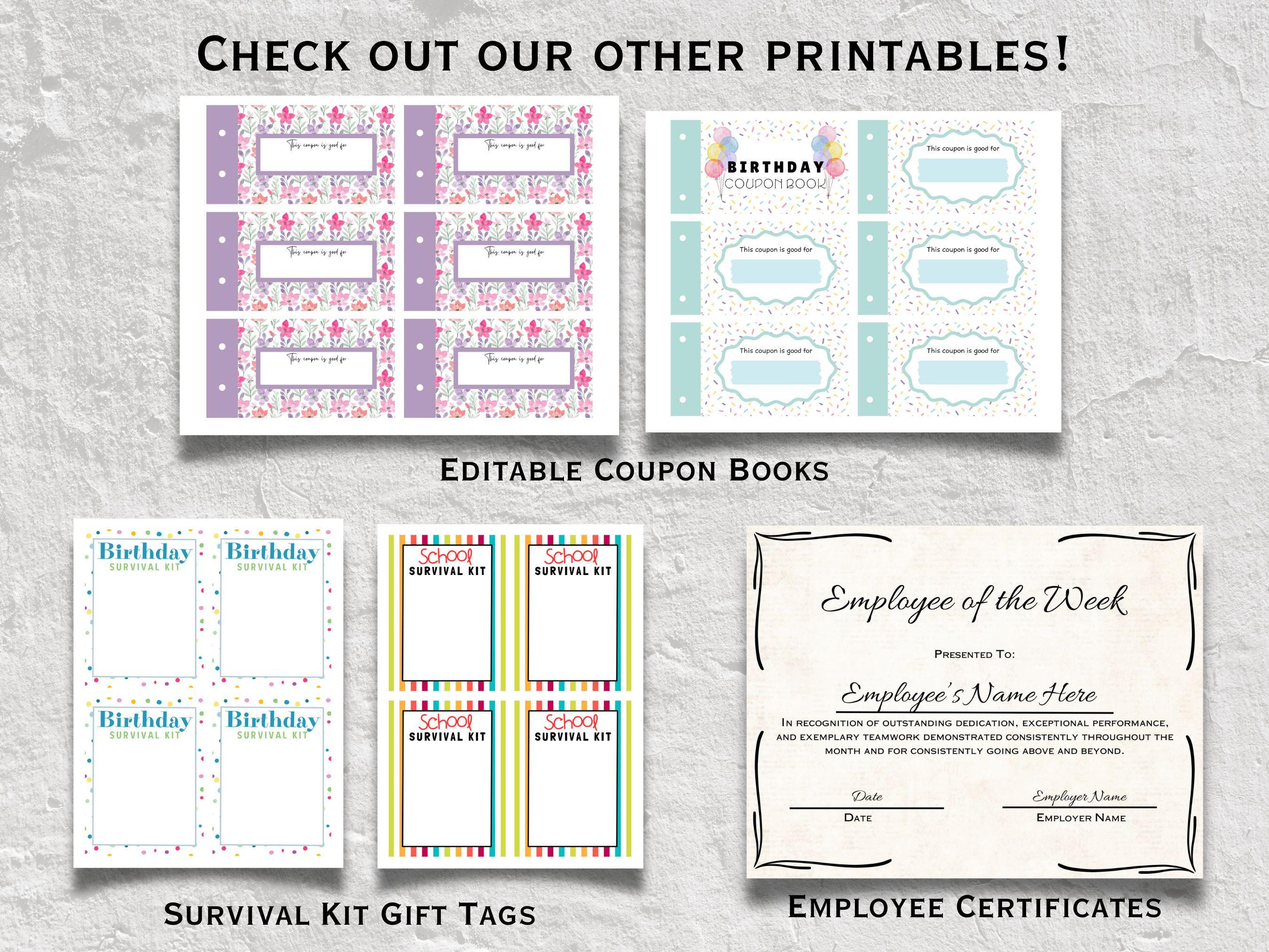 Dad Survival Kit Gift Tag Editable Printable Survival Kit Father Day ...