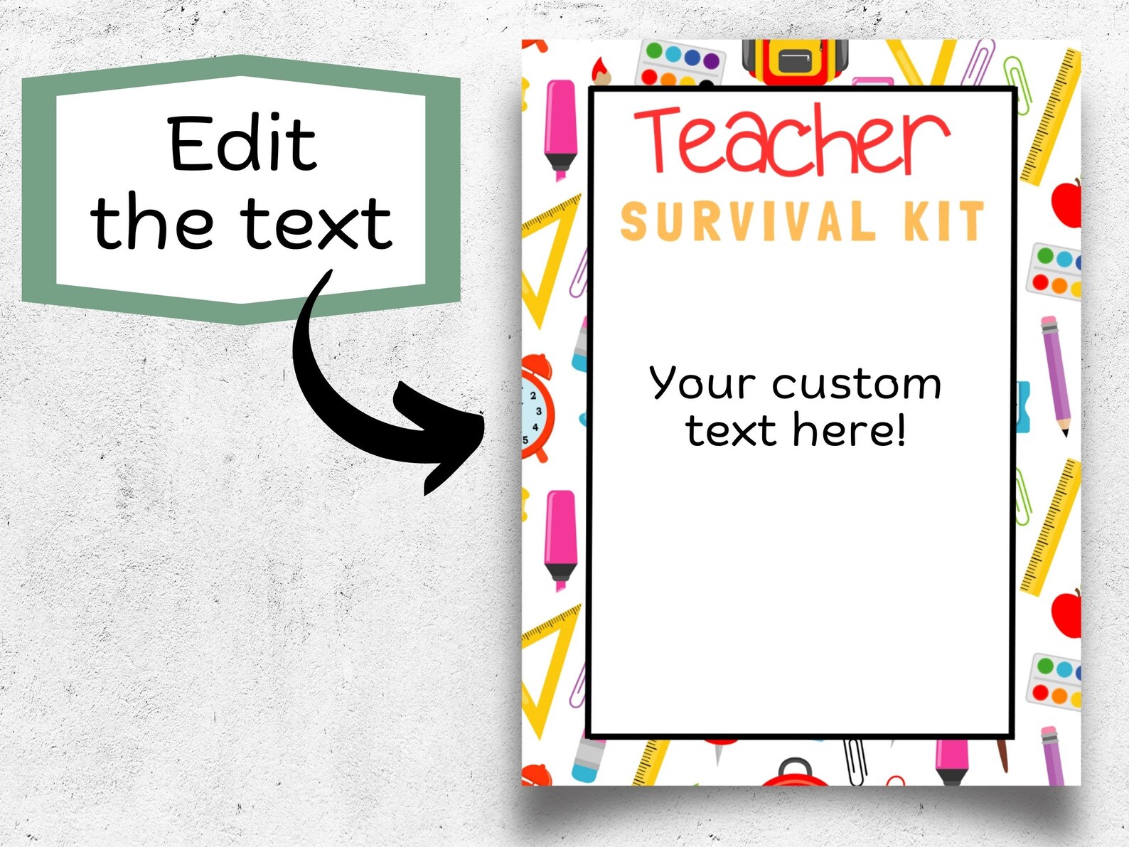 Teacher Survival Kit Printable Gift Basket Tag Back to School Survival ...
