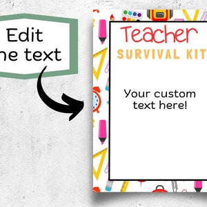 Teacher Survival Kit Printable Gift Basket Tag Back to School Survival ...