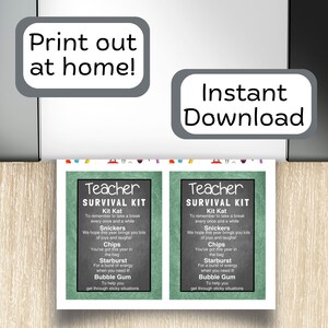 Teacher Survival Kit Printable Gift Basket Tag Back to School Survival ...