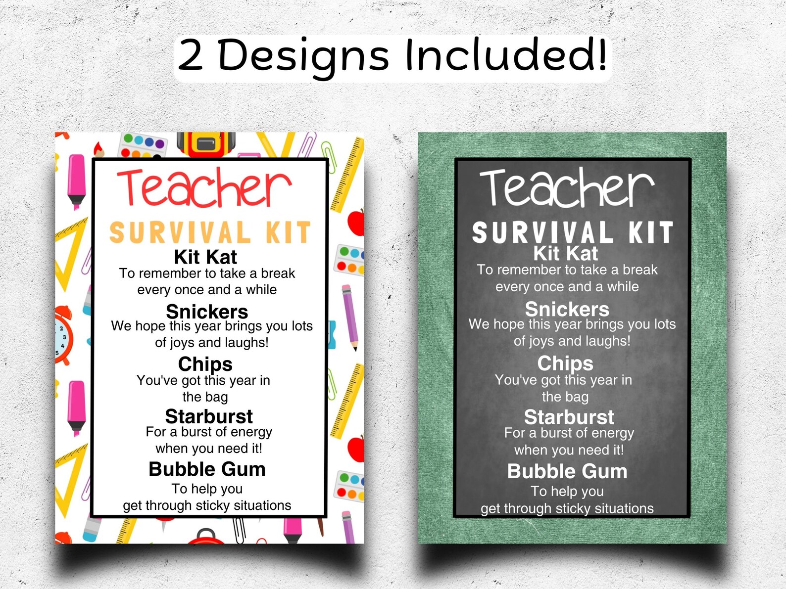 Teacher Survival Kit Printable Gift Basket Tag Back to School Survival ...