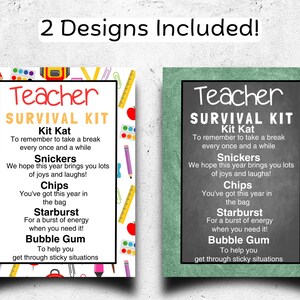 Teacher Survival Kit Printable Gift Basket Tag Back to School Survival ...