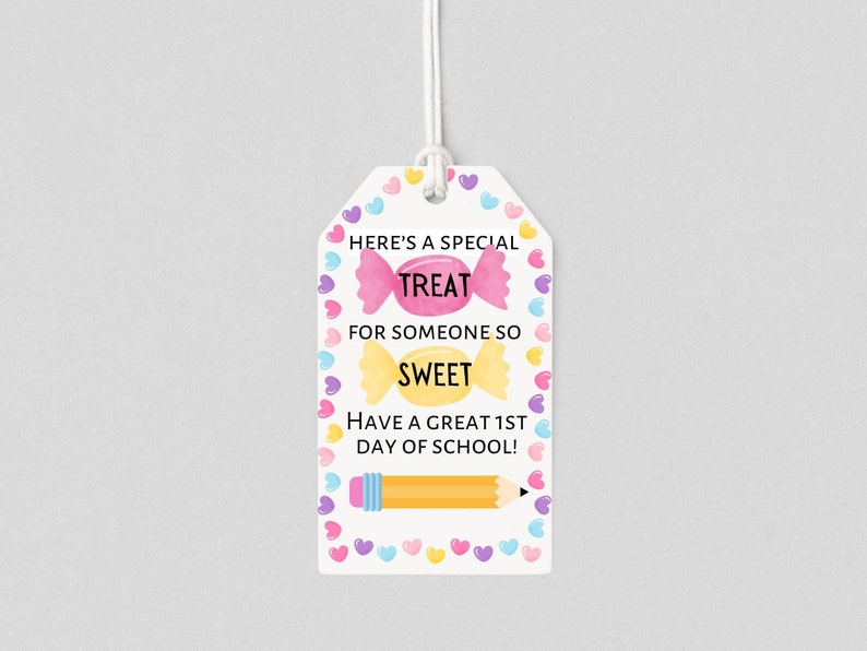First Day of School Gift Tag Printable Kindergarten Gift Downloadable ...