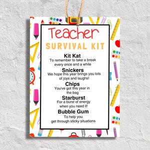 Student Survival Kit Printable Student Gift Basket Tag Printable ...