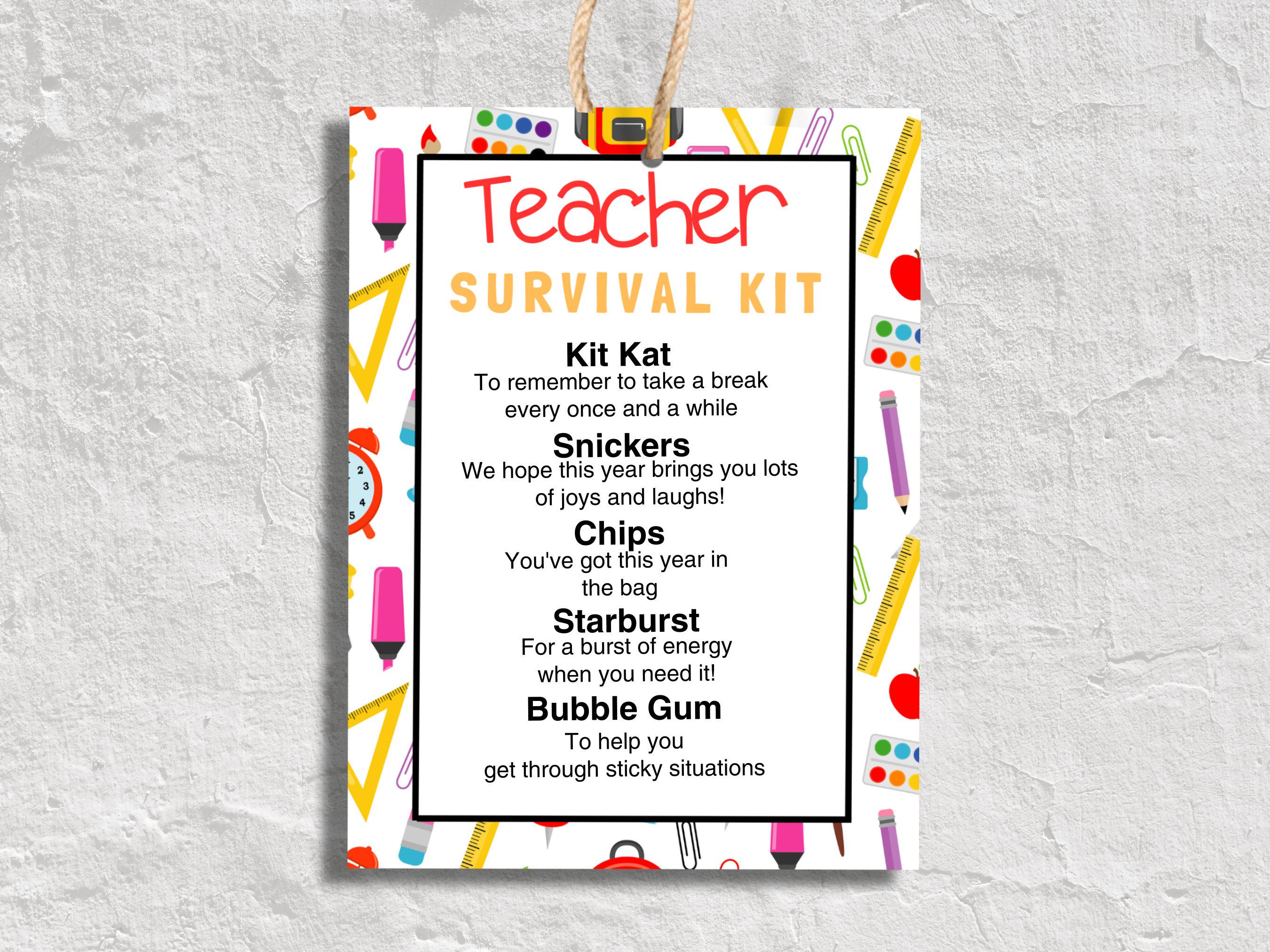Teacher Survival Kit Printable Gift Basket Tag Back to School Survival ...