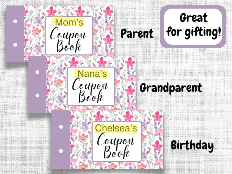 Personalized Coupon Book Mom Birthday Gift From Kid Sibling Gift Coupon ...