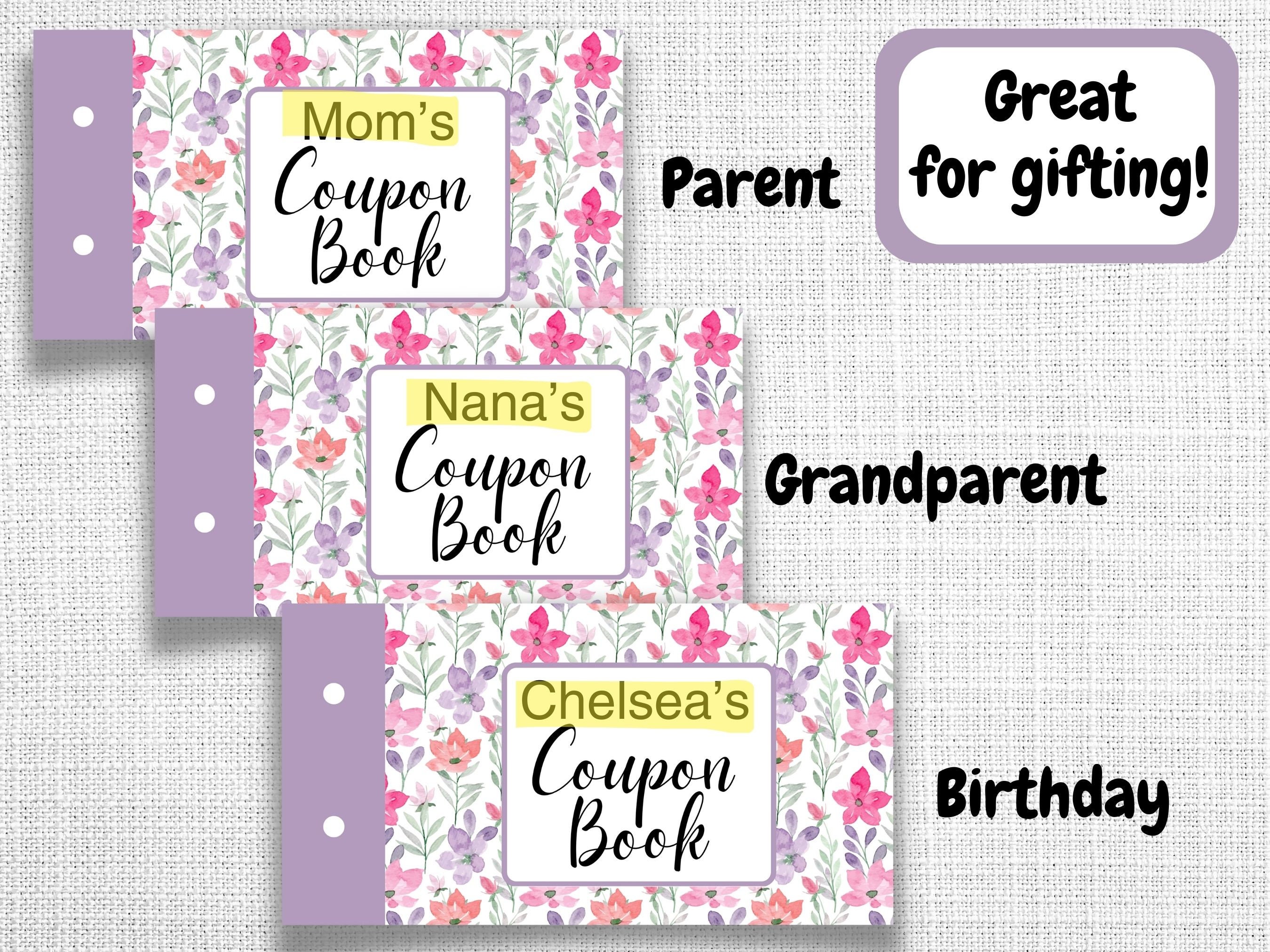 Personalized Coupon Book Mom Birthday Gift From Kid Sibling Gift Coupon ...