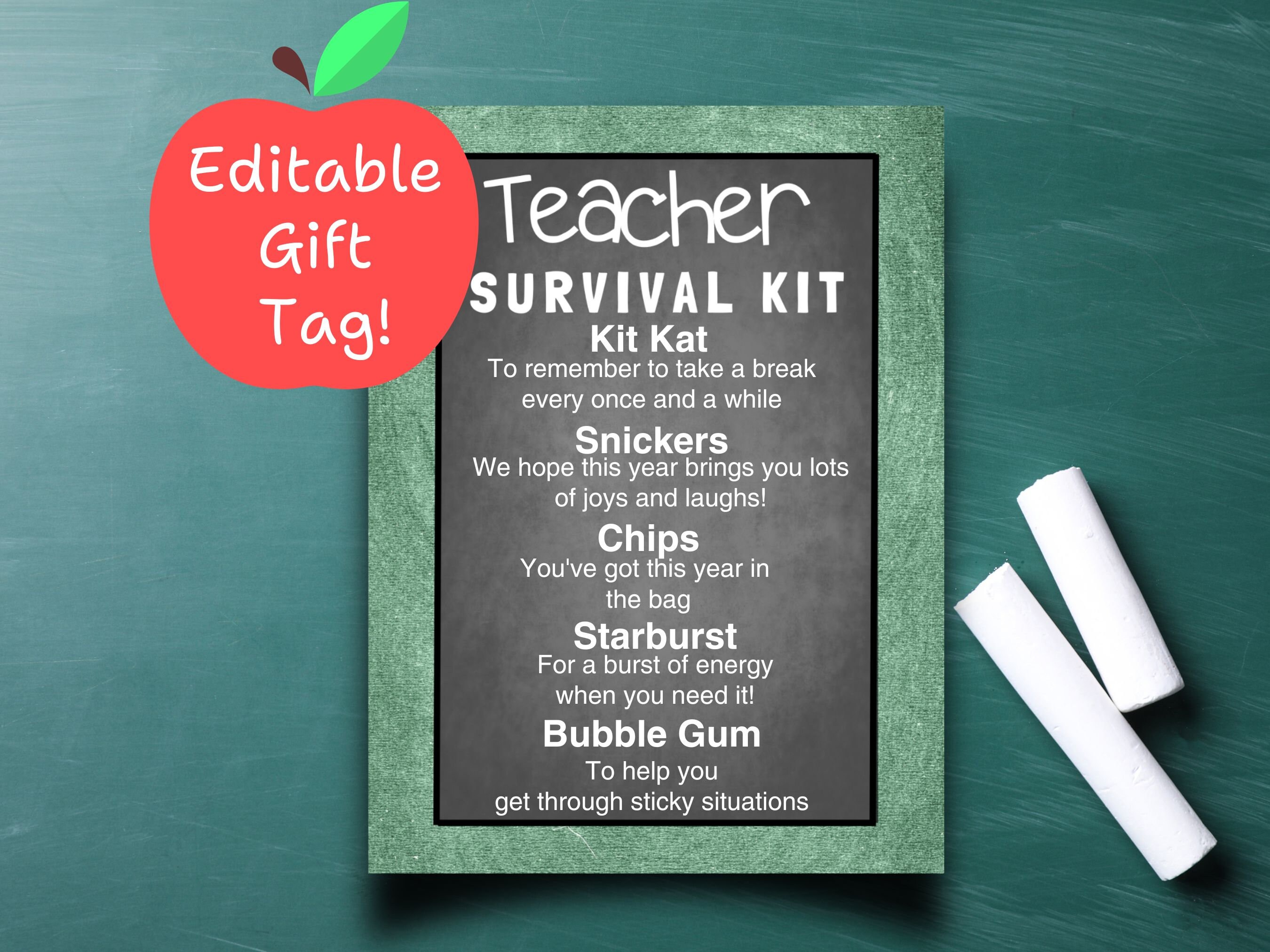 Teacher Survival Kit Printable Gift Basket Tag Back to School Survival ...