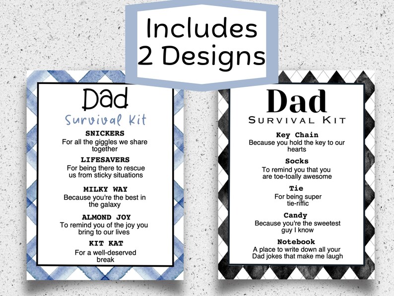 Dad Survival Kit Gift Tag Editable Printable Survival Kit Father Day ...
