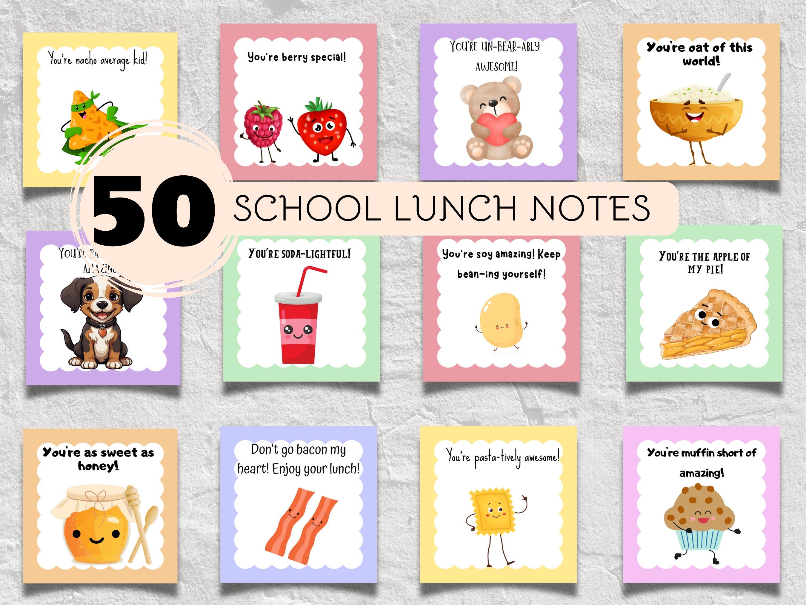 50 Lunch Box Notes School Lunch Note Card Lunch Box Love Note Card ...