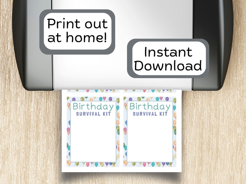 Birthday Survival Kit Gift Tag Editable Printable Survival Kit for ...