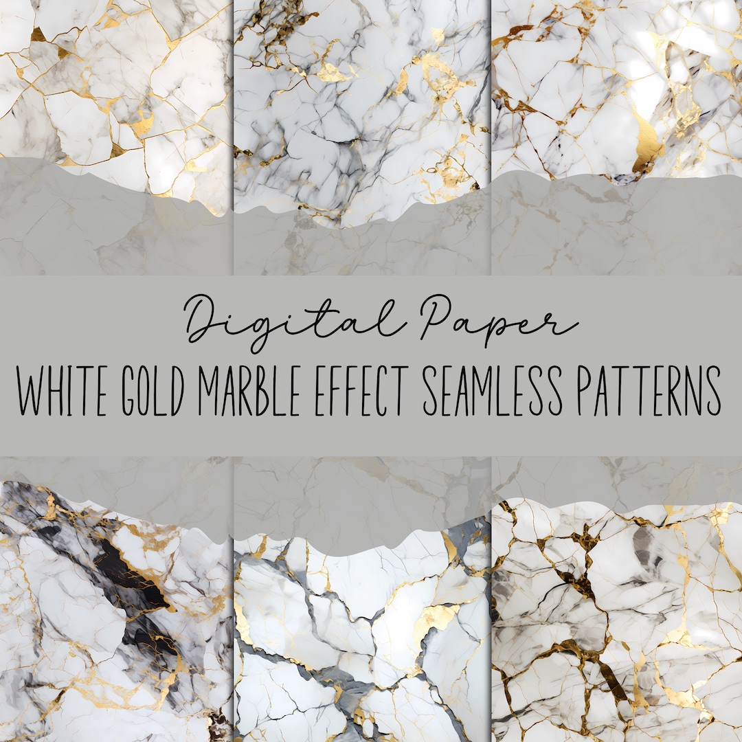 Printable White Gold Marble Digital Paper 6 Seamless Marble Patterns ...