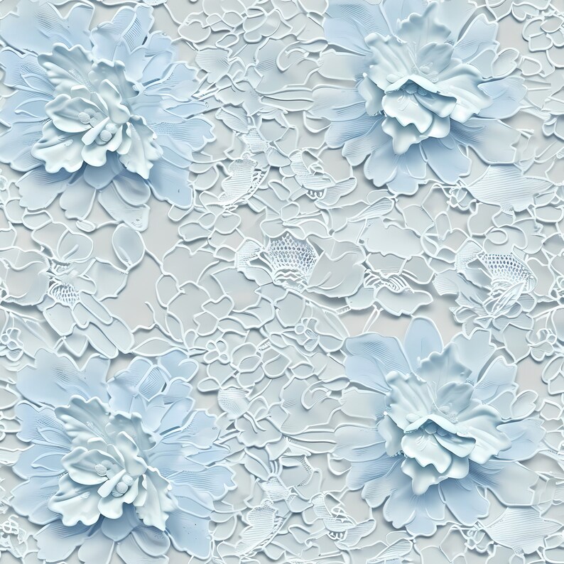 Printable Baby Blue Lace Design Digital Paper 8 Seamless Patterns ...