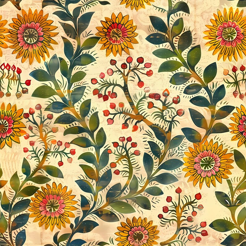 Printable Indian Inspired Floral Designs VOL. 1 | Digital Prints | 8 ...