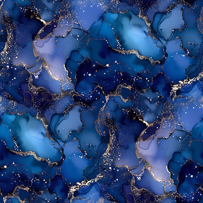 Printable Blue Holographic Marble Effect Designs | Digital Prints | 10 ...