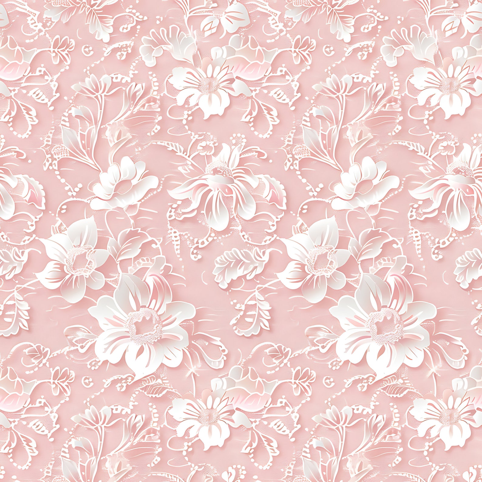 Printable Baby Pink Lace Design Digital Paper 8 Seamless Floral ...