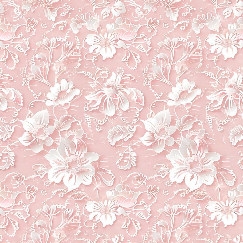 Printable Baby Pink Lace Design Digital Paper 8 Seamless Floral ...