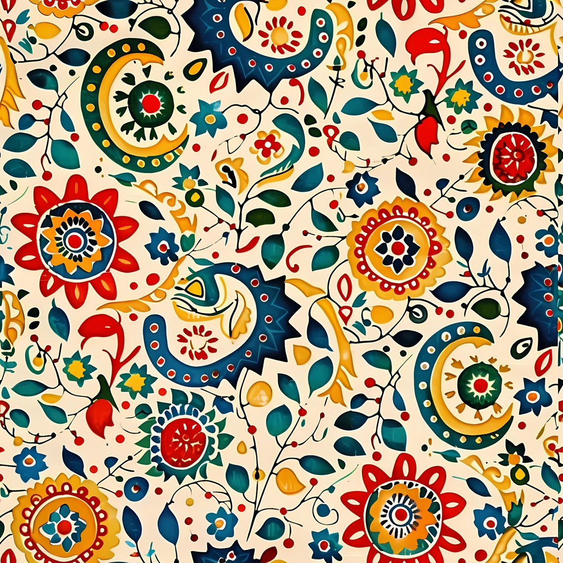 Printable Indian Inspired Floral Designs VOL. 1 | Digital Prints | 8 ...