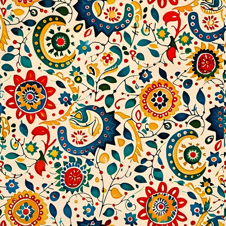 Printable Indian Inspired Floral Designs VOL. 1 | Digital Prints | 8 ...