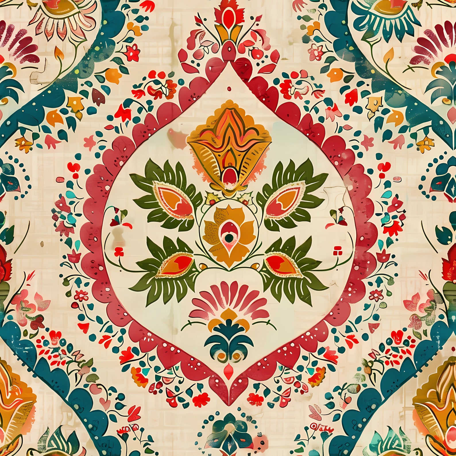 Printable Indian Inspired Floral Designs VOL. 1 | Digital Prints | 8 ...