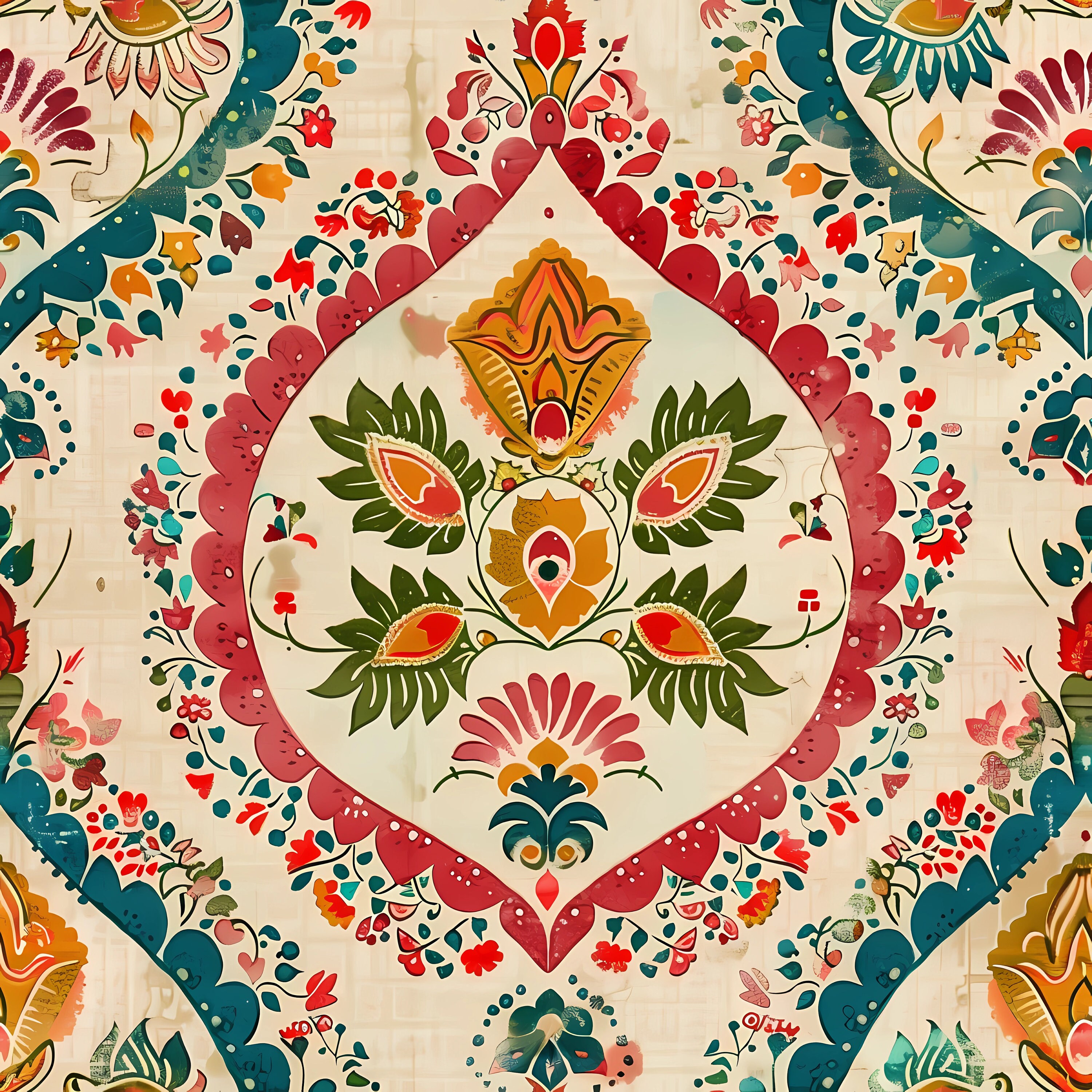 Printable Indian Inspired Floral Designs VOL. 1 | Digital Prints | 8 ...