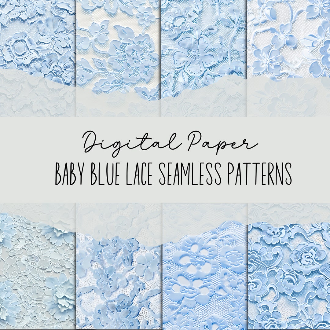 Printable Baby Blue Lace Design Digital Paper 8 Seamless Patterns ...