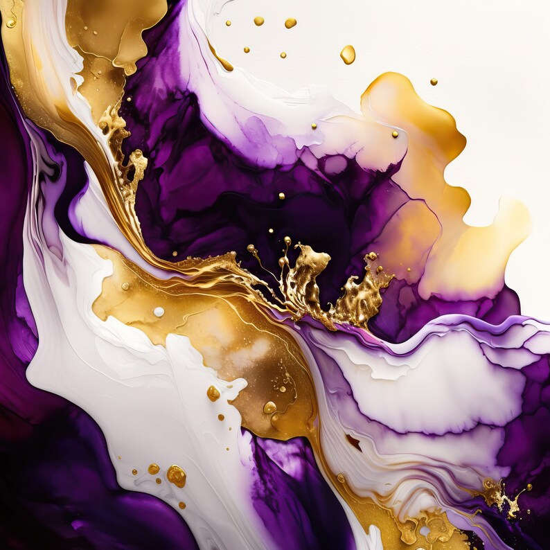 Printable Purple Gold Abstract Digital Paper 8 Seamless Patterns ...