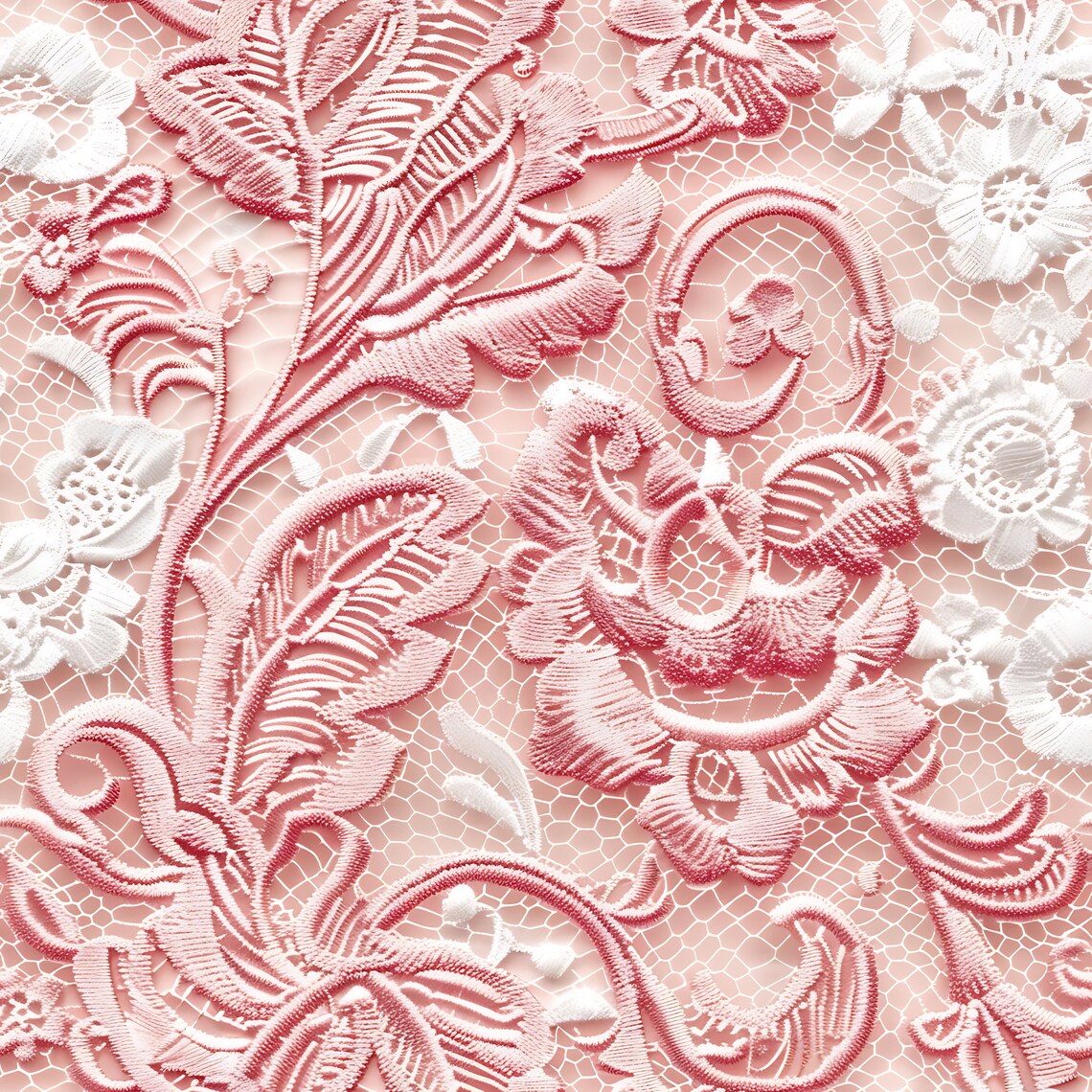 Printable Baby Pink Lace Design Digital Paper 8 Seamless Floral ...