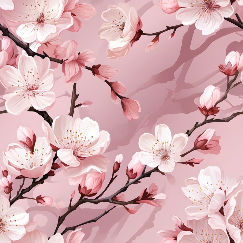 Printable Cherry Blossom Digital Paper 8 Seamless Floral Patterns ...