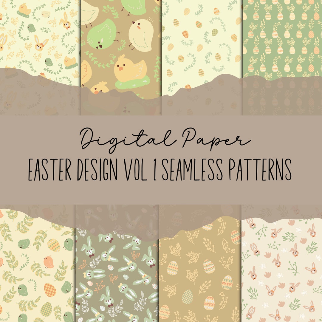 Printable Pastel Easter Designs VOL 1 Digital Paper 8 Seamless Easter ...