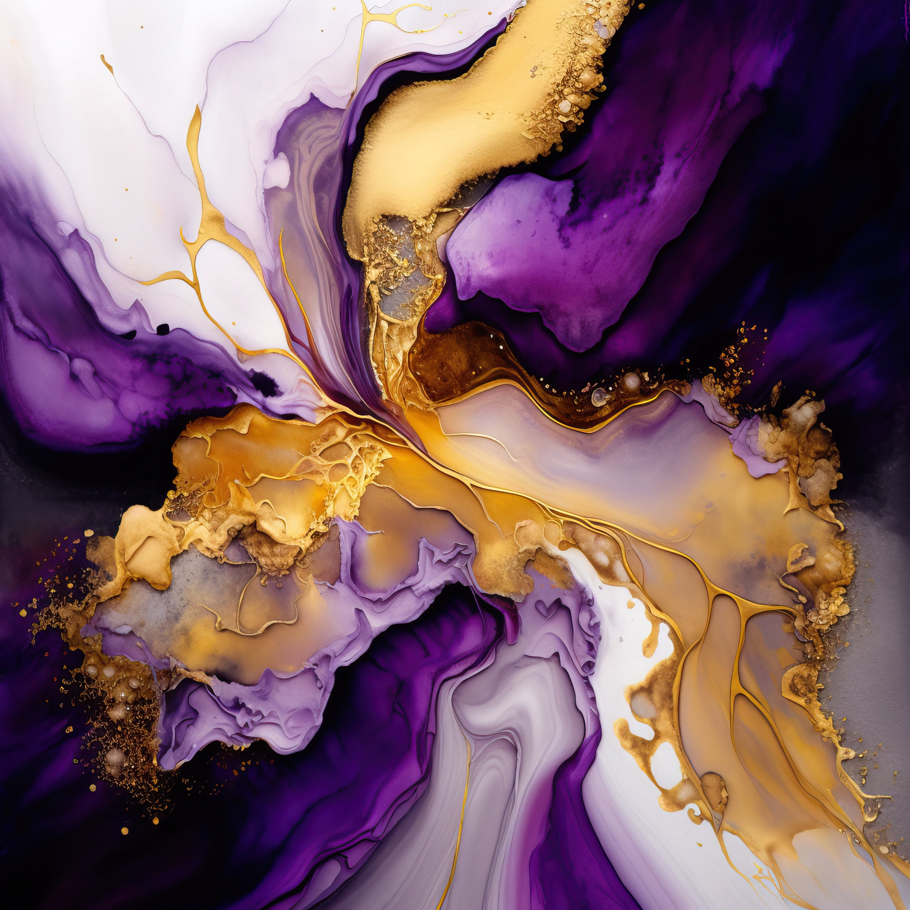 Printable Purple Gold Abstract Digital Paper 8 Seamless Patterns ...