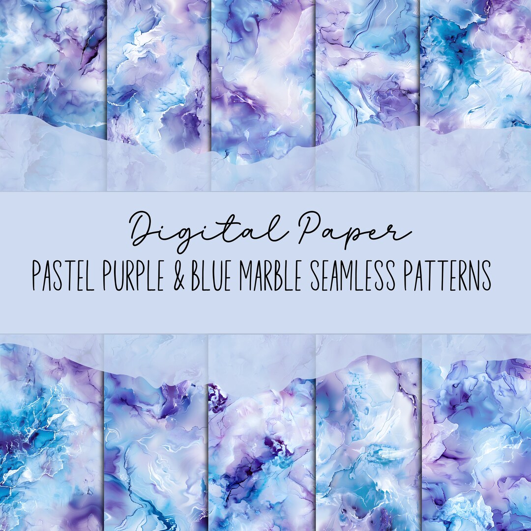 Printable Pastel Purple & Blue Marble Designs | Digital Prints | 10 ...