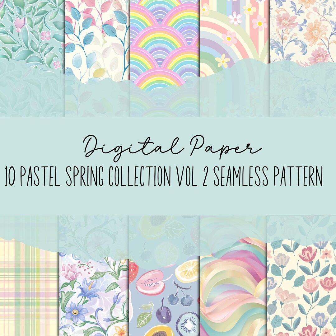 Printable Pastel Spring Inspired Collection Vol 2 10 Seamless Patterns ...