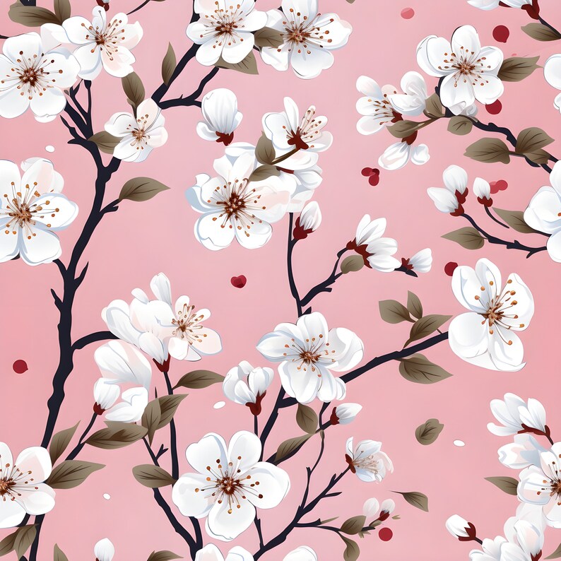 Printable Cherry Blossom Digital Paper 8 Seamless Floral Patterns ...