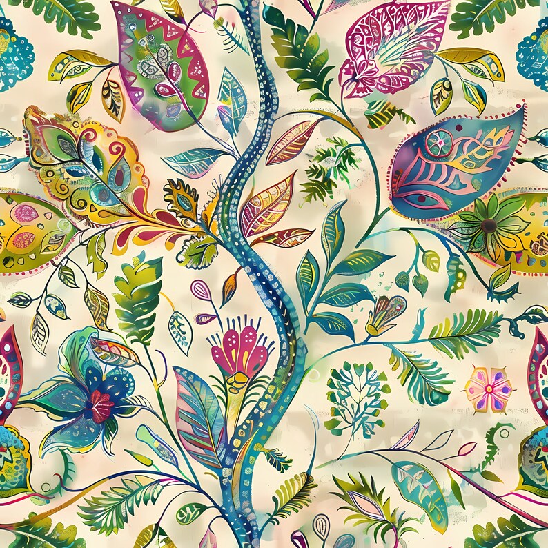 Printable Indian Inspired Floral Designs VOL. 1 | Digital Prints | 8 ...