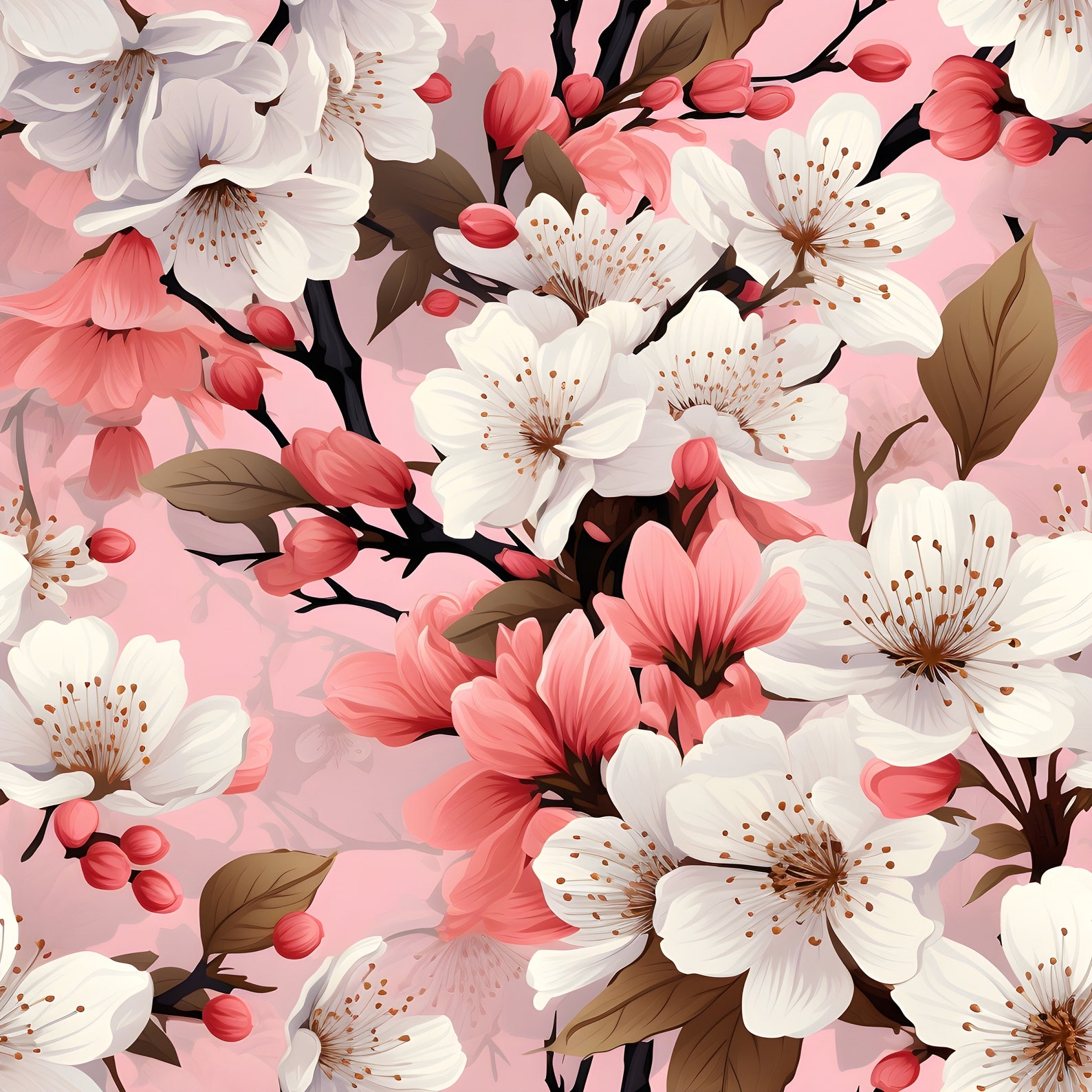 Printable Cherry Blossom Digital Paper 8 Seamless Floral Patterns ...