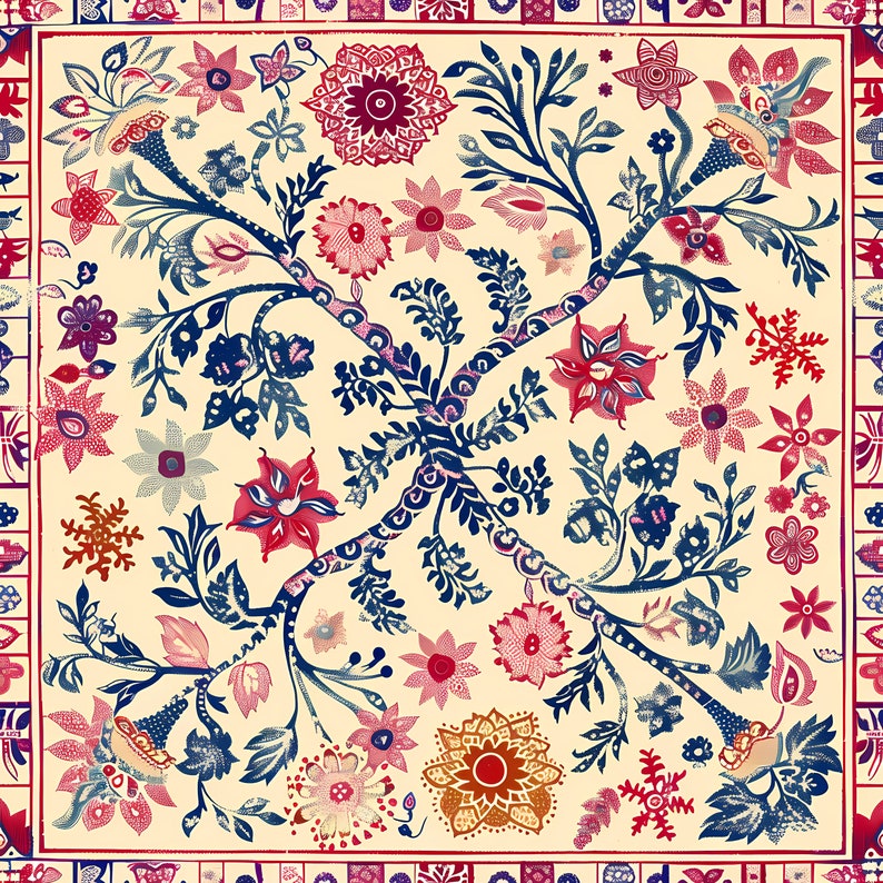 Printable Indian Inspired Floral Designs VOL. 1 | Digital Prints | 8 ...