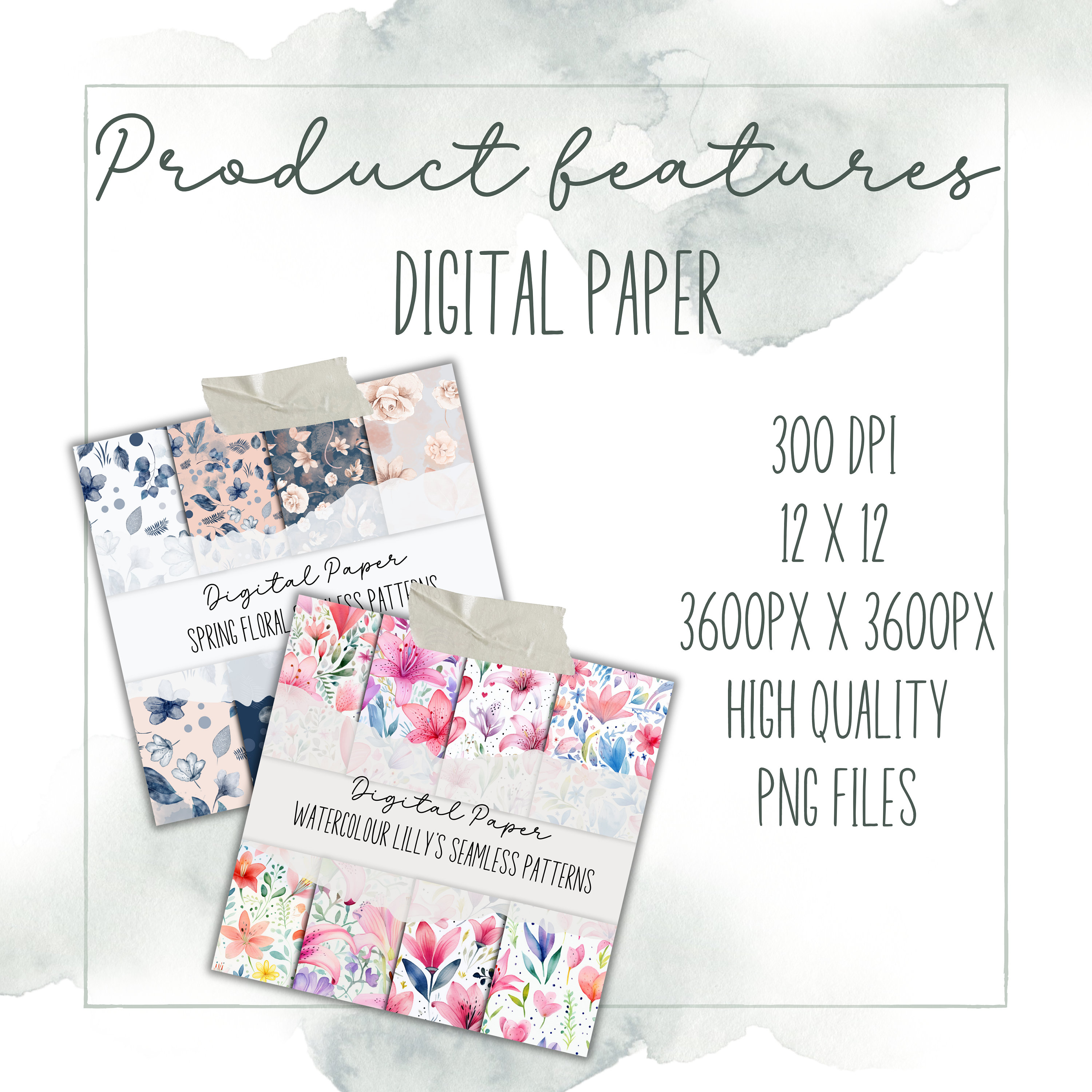 Printable Purple and Gold Floral Design Digital Paper 10 Seamless ...