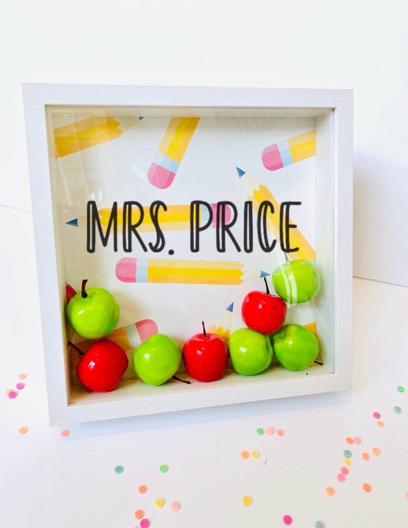 Teacher Shadow Box, Teacher Apple Theme Gift, Appreciation or End of ...
