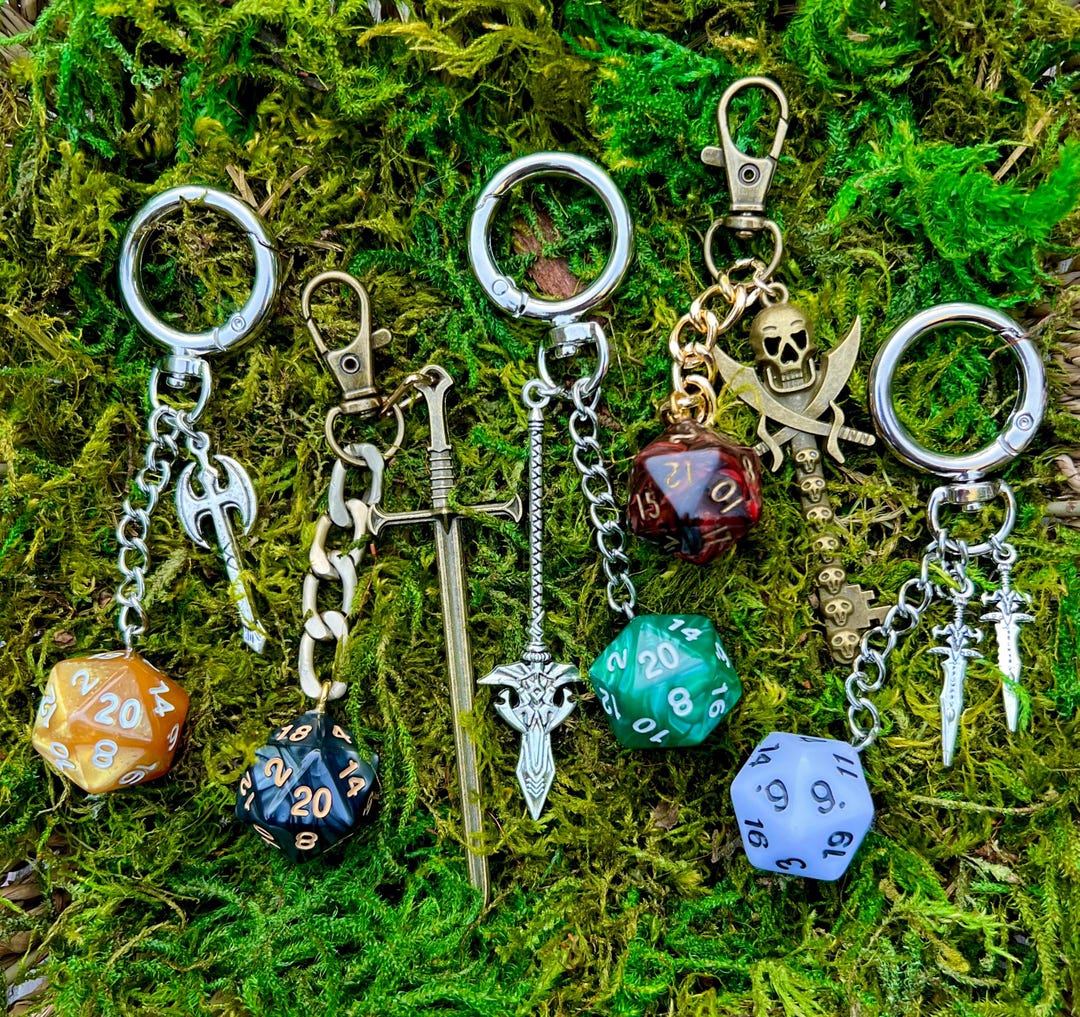 D20 Choose Your Weapon Bag Charm/keychain- Customize Your Dice and ...