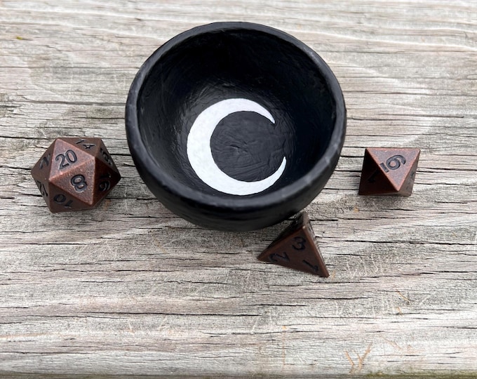 Crescent Moon With Magic Sigil Trinket Bowl- Hand Painted Small Black ...