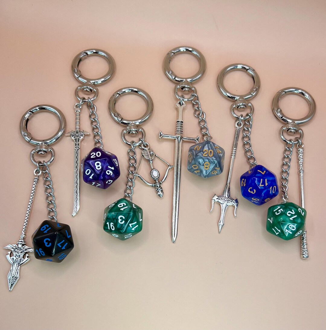 D20 Choose Your Weapon Bag Charm/keychain- Customize Your Dice and ...